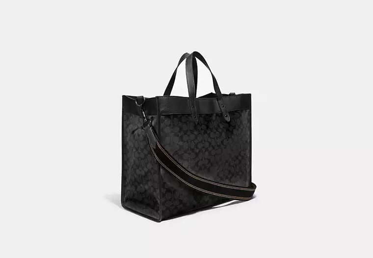 Coach Field Tote 40 Signature Canvas Large Tote C7674 Black $495 NWT ...