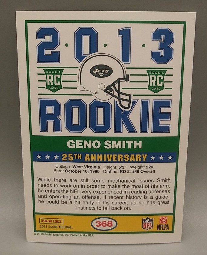 2013 Score Geno Smith Rookie Card RC #368 New York Jets Las Vegas ...