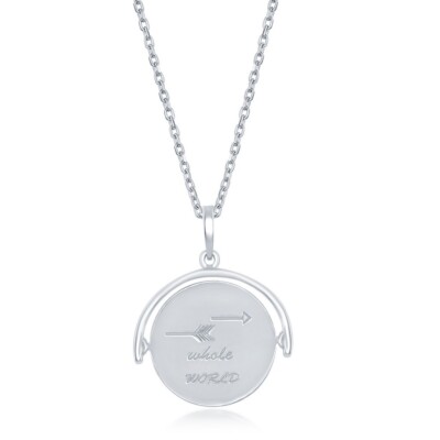 Sterling Silver 'You Are My Whole World' Arrow Spinning Disc Necklace ...