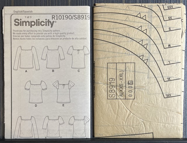 Simplicity Sewing Pattern 10190 8919 Misses Knit Top Sizes XXS-XXL for ...