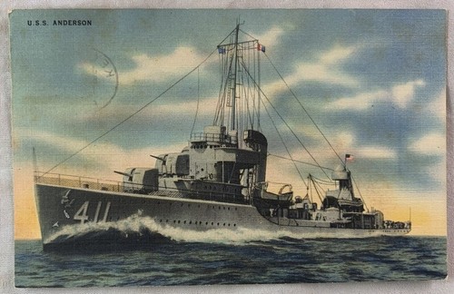 Antique Postcard USS Anderson WWII Destroyer Ship Sunk At Bikini Atoll ...
