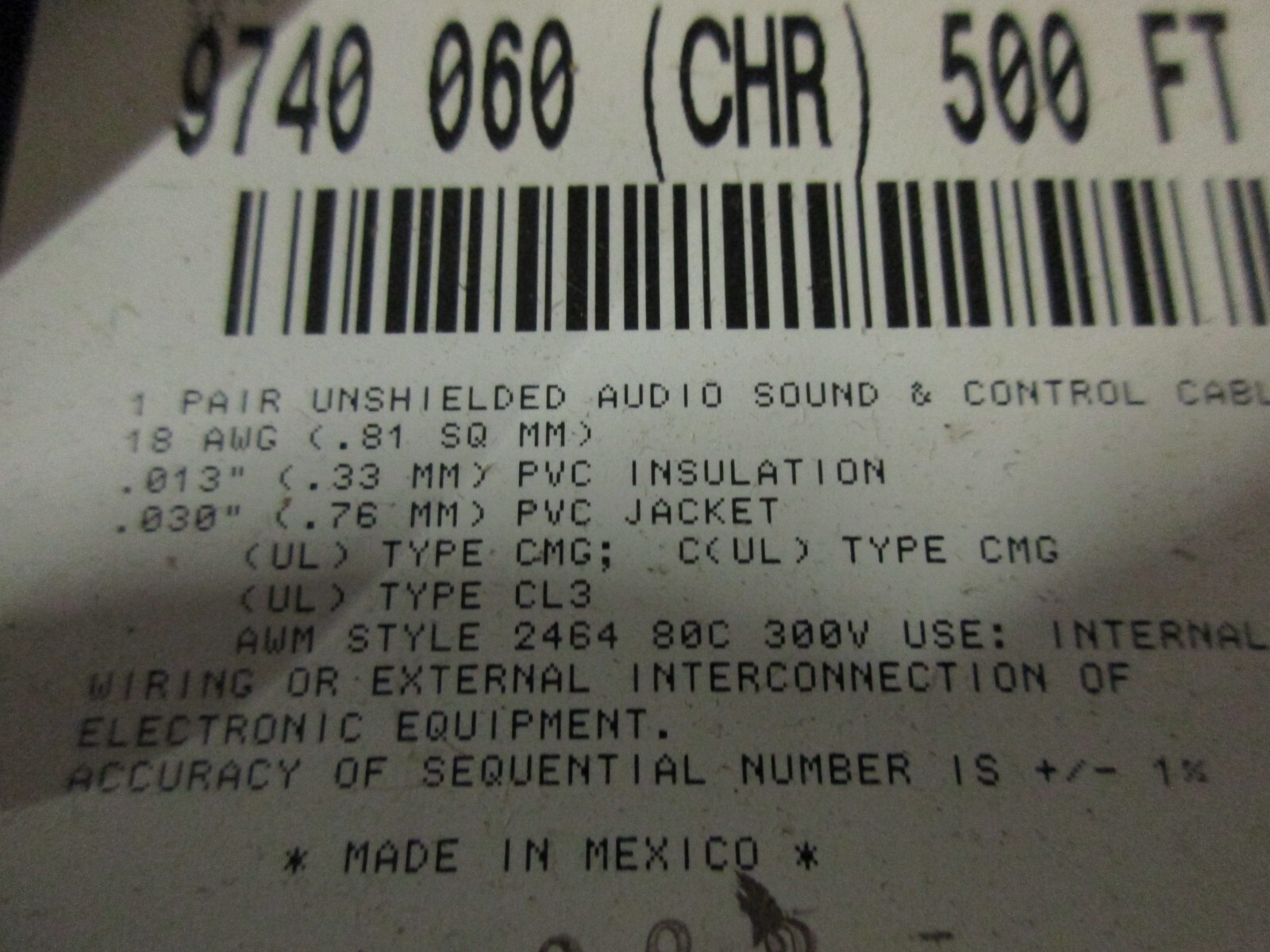 BELDEN 9740 060 500' 1 Pair 18 AWG Unshielded Cable 500 ft. Spool | eBay