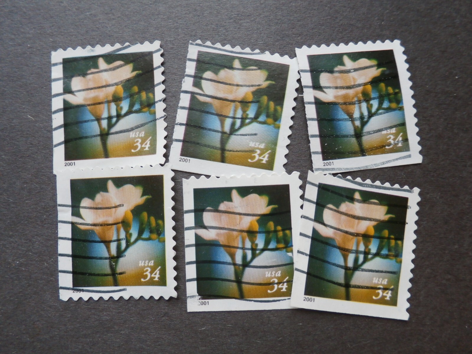 Lot of 100 US Stamps Scott #3489, 34c Freesia Booklet 2001 Off Paper | eBay
