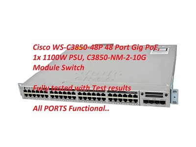 CISCO WS-C3850-48P-L 48 Port Gig POE+ 1x 1100W PSU, C3850-NM-2-10G ...