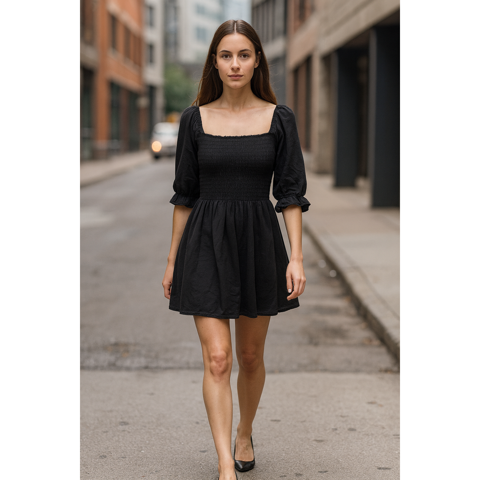 Wayf milkmaid goth dark feminine smocked mini dress Size Medium dark ...