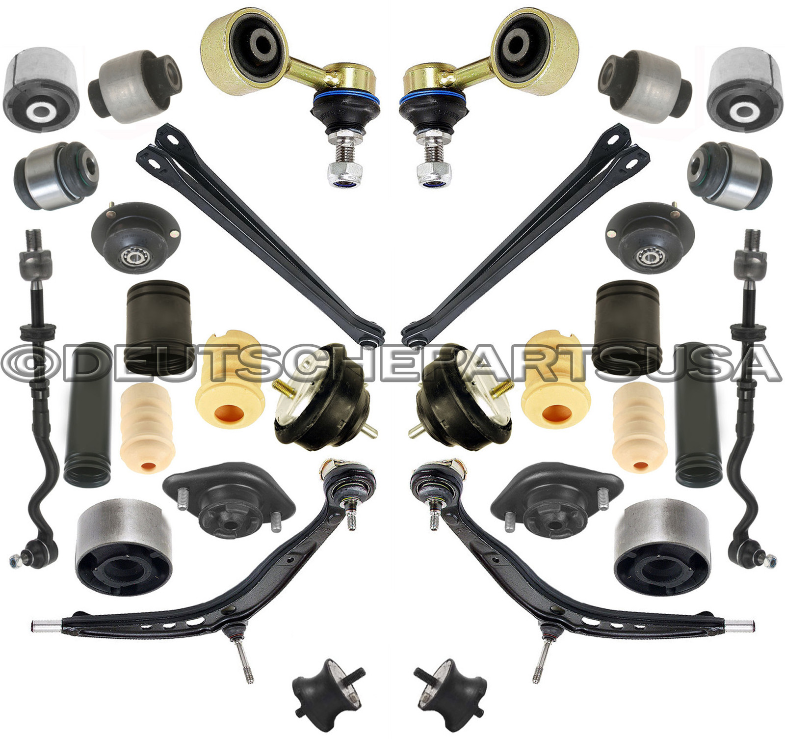 FRONT REAR CONTROL ARM TIE ROD BUSHINGS SUSPENSION KIT 32 for BMW E36 ...