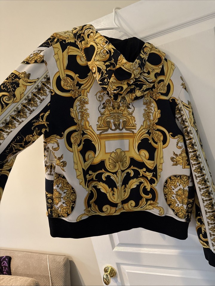 Men’s VERSACE TRIBUTE COLLECTION Black GOLD BAROQUE Zippered Hoodie XL ...