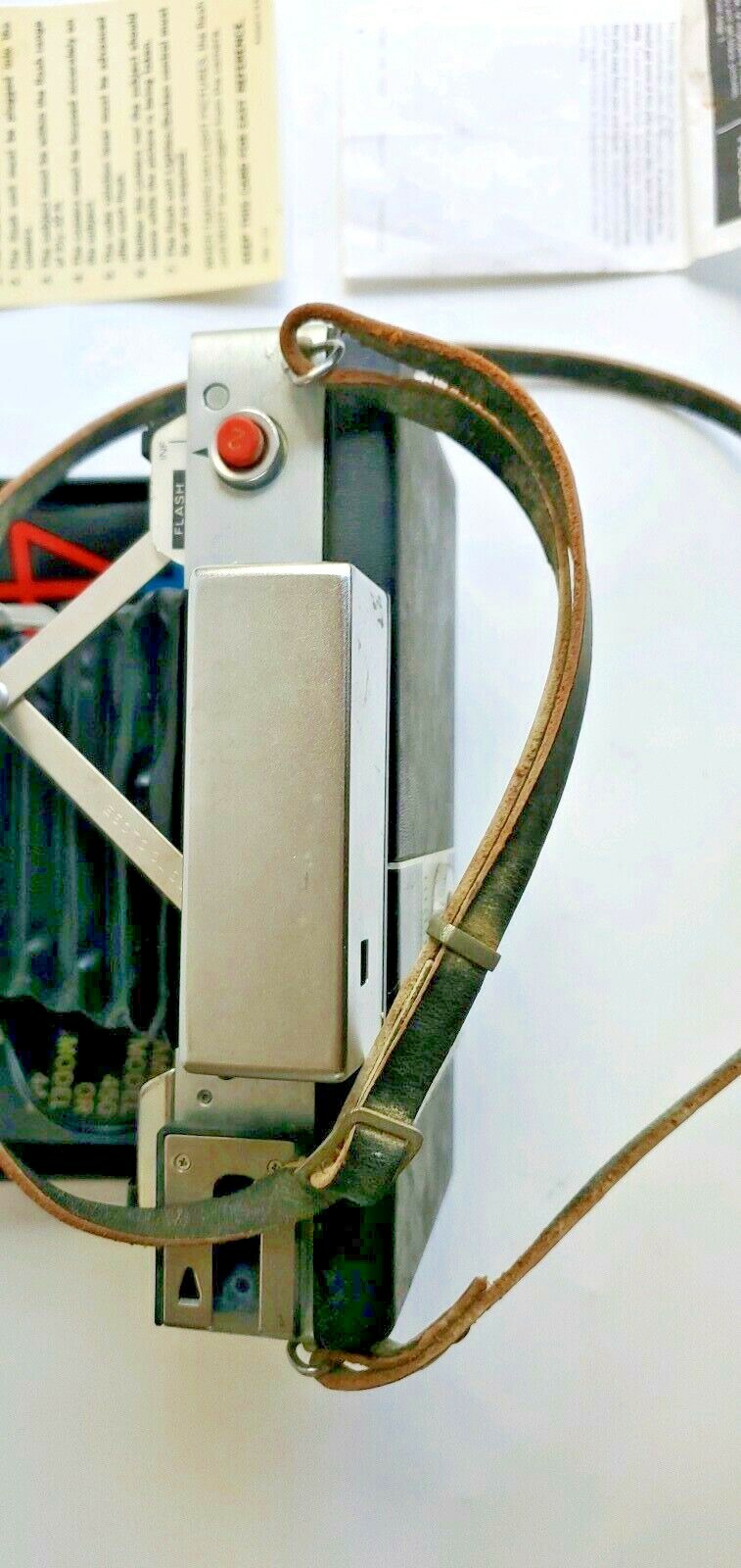 POLAROID 450 Automatic LAND CAMERA + Flash + Instructions Leather Strap ...