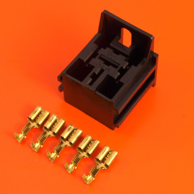 Black Relay Base Holder and Mount + 5 Terminals - Suitable for 4/5 Pin ...