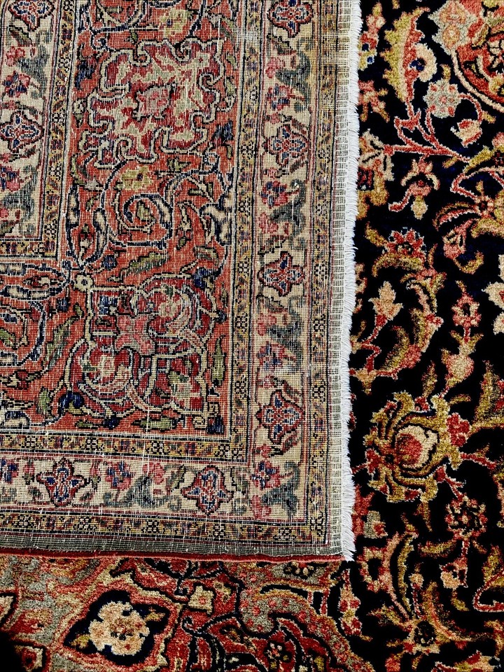 Antique 8 X 11 Tabreez Carpet Rug Fine Weave Navy Blue Rust Gold Sage ...