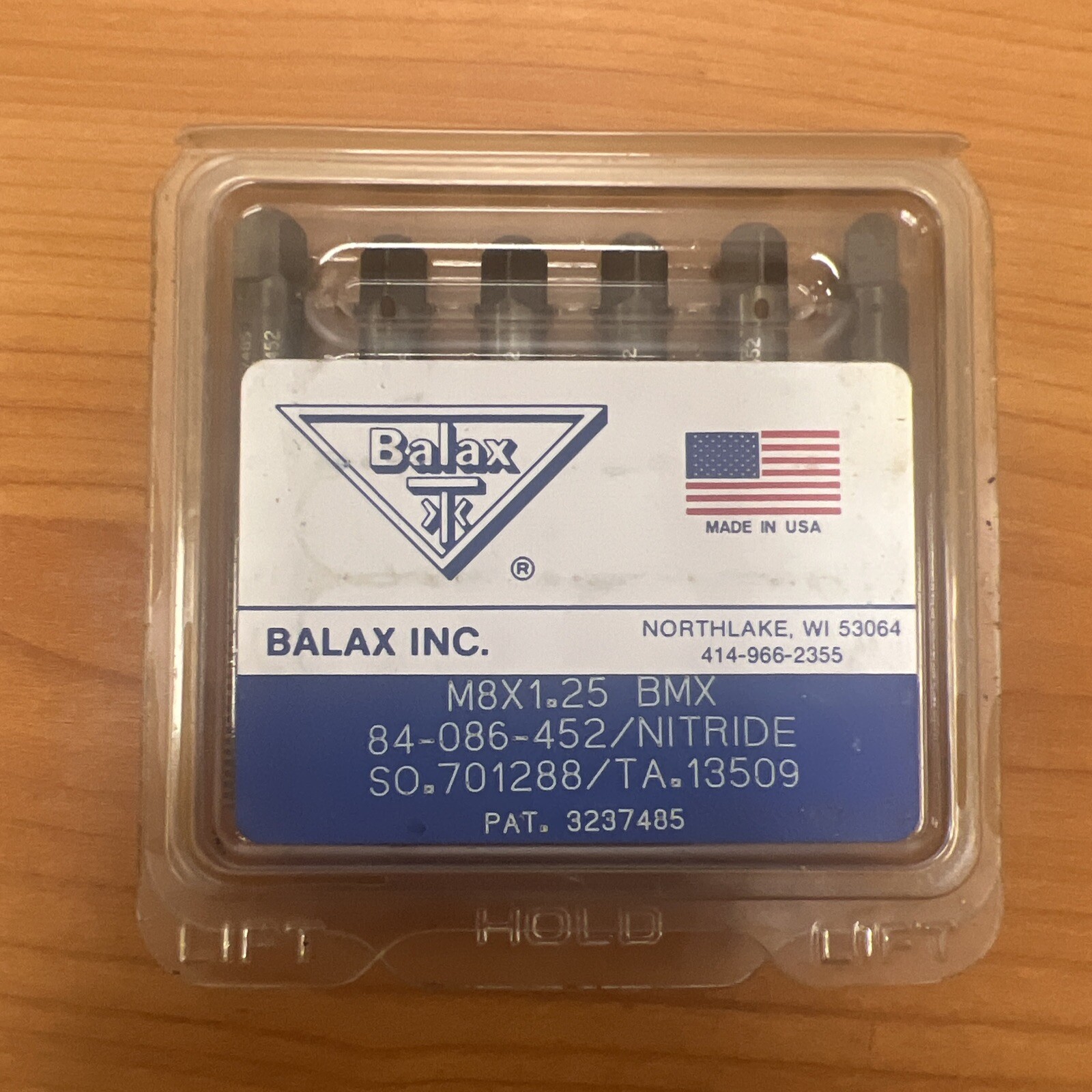 M8x1.25 Balax Thread Form Tap, Bottoming, HSS, USA Made, New Box Of 6 ...