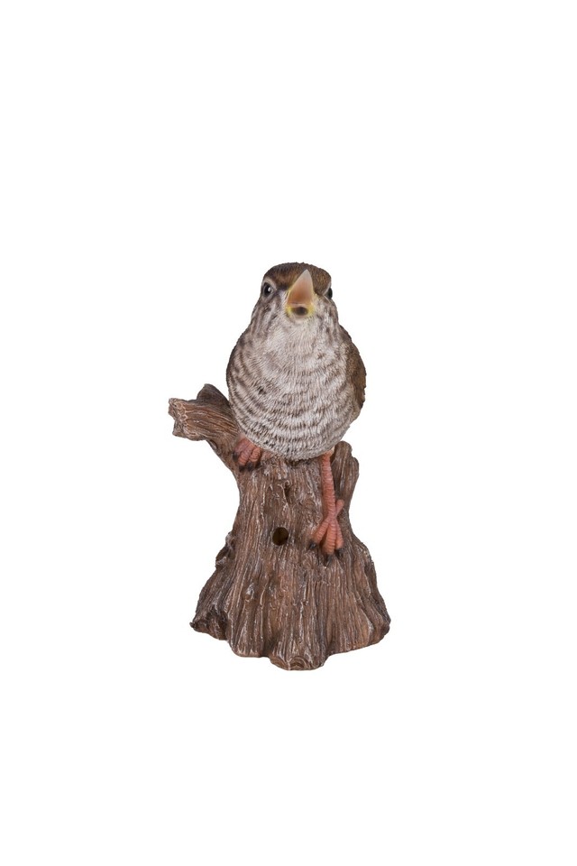 Motion Activated Bird Statue on Stump Life Like Home Tabletop Decor | eBay