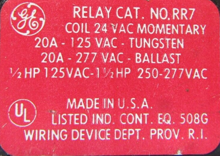 😃 GE LOW VOLTAGE LIGHTING CONTROL MECHANICAL LATCHING SWITCH 24 VAC ...