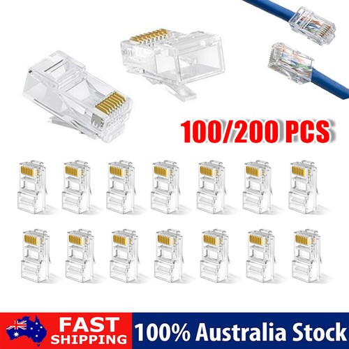 100/200X RJ45 CAT6 CAT6e Connector Modular Plug Network Ethernet Cable ...