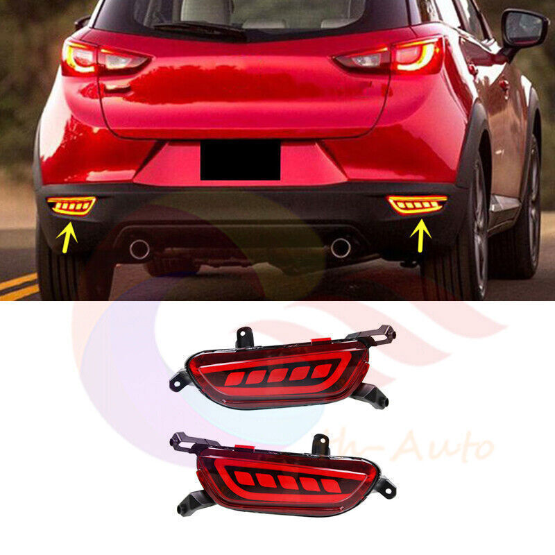 √ 1 Pair LED Driving + Braking Rear Bumper Brake Light For Mazda CX-3 ...