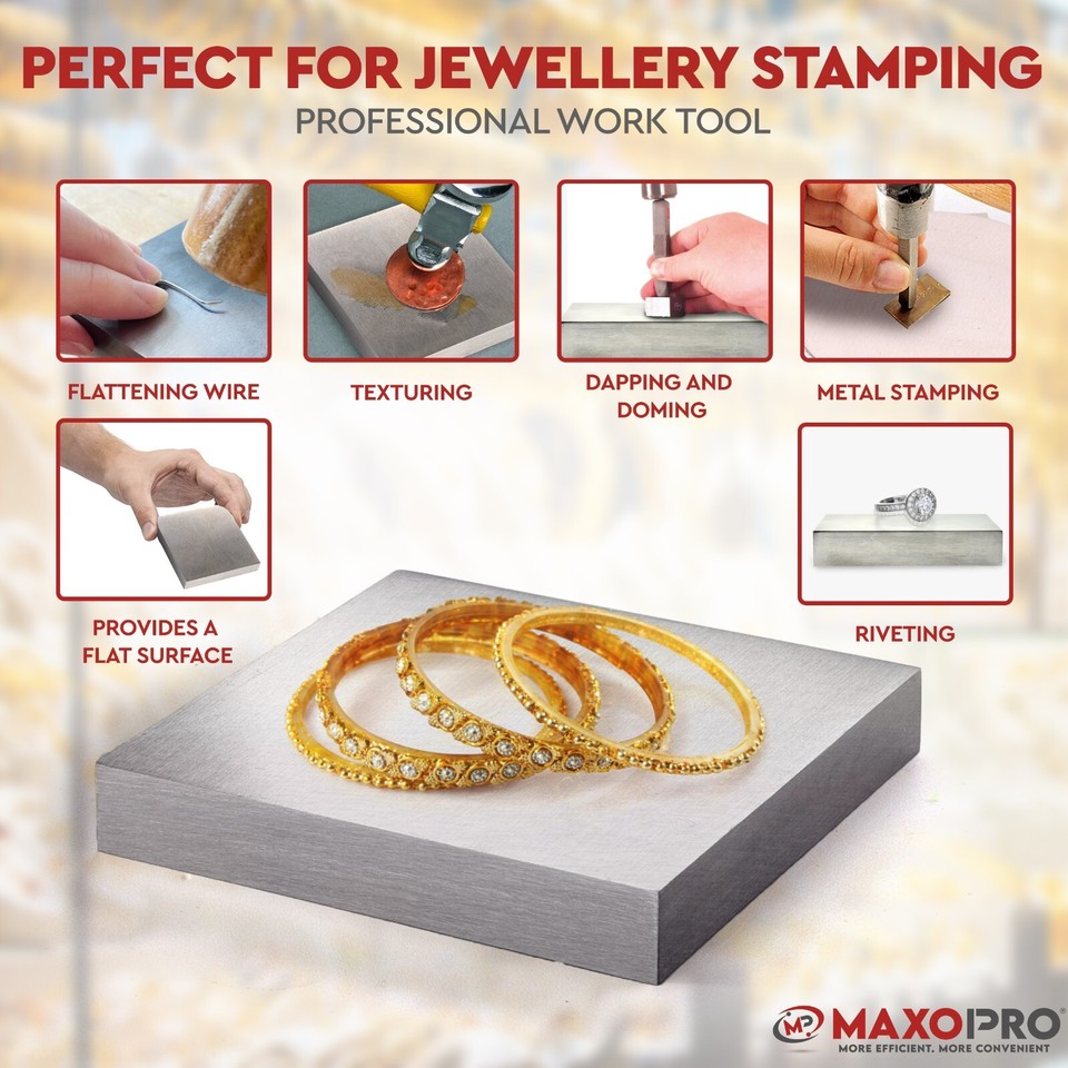 4"x4"x1/2" Steel Bench Block Anvil Jewelers Tool Making –Metal Stamping ...