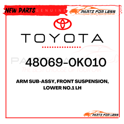 48069-0K010 TOYOTA GENUINE ARM SUB-ASSY, FRONT SUSPENSION, LOWER NO.1 ...