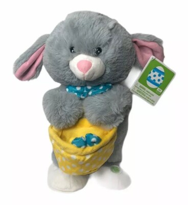 NEW Bunny Hop Gray Plush Stuffed Animated Musical Easter Rabbit Toy 12 ...