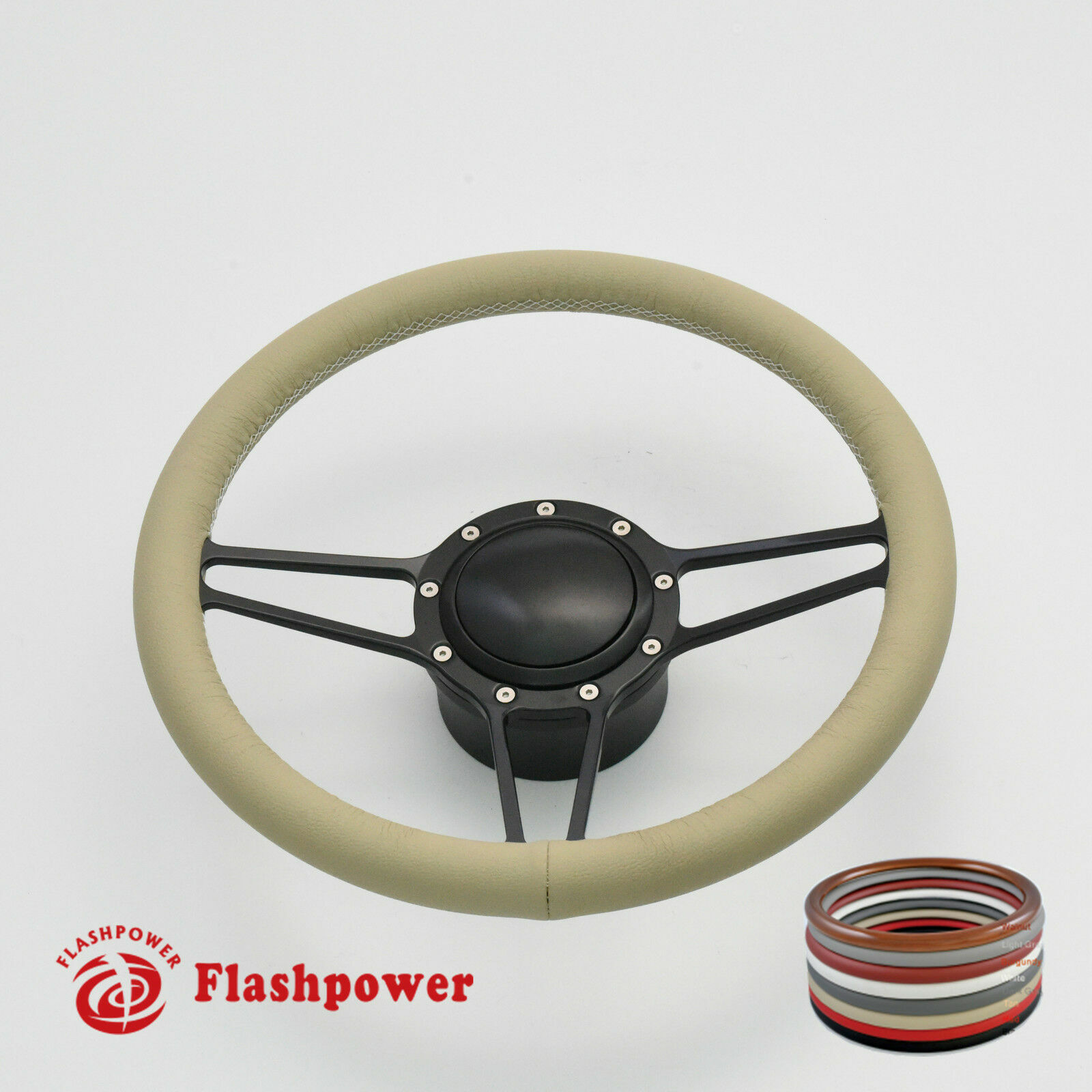 14" Billet Aluminum 9 Hole Steering Wheel Kit w/ Horn Button & Adapter ...