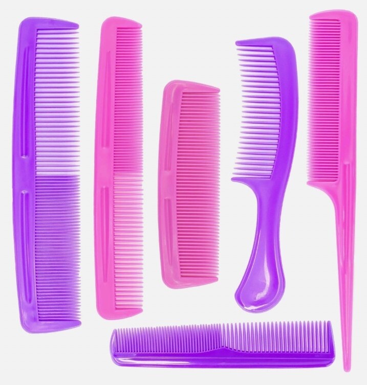 Comb Hair Styling Set Pin Tail Fine Wide Toothed Comb 6 Type Pink ...