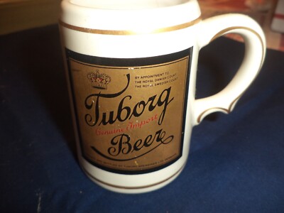 Vintage Mini Beer Tankard Franklin Tuborg Beer Gold Trim Man's Cave Bar ...