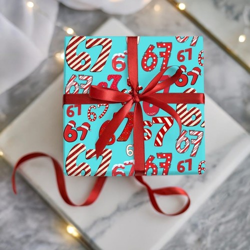 67 Meme Christmas Wrapping Paper, Funny Gen Alpha Brain Rot Holiday ...