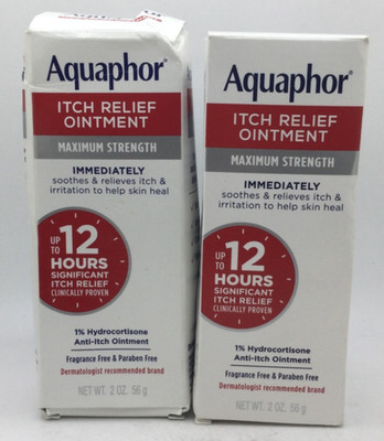 Aquaphor Itch Relief Ointment Max Strength 1% Hydrocortisone, EXP 03/ ...
