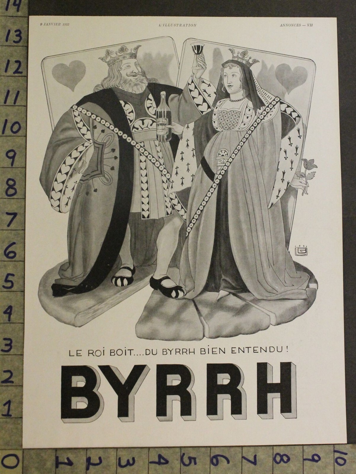 1932 WINE ALCOHOL BYRRH FRENCH GEORGES LEONNEC KING MONARCHY BAR SALOON ...