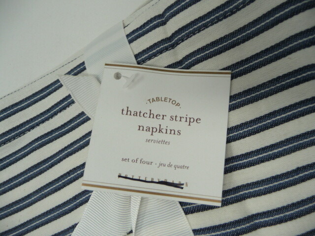 Pottery Barn Cotton Thatcher stripe Blue ticking stripe Dinner Napkins ...