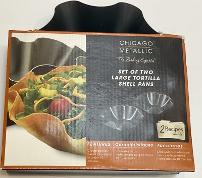 Chicago Metallic 2 Baked Tortilla Taco Shell Pans Non-Stick Dishwasher ...