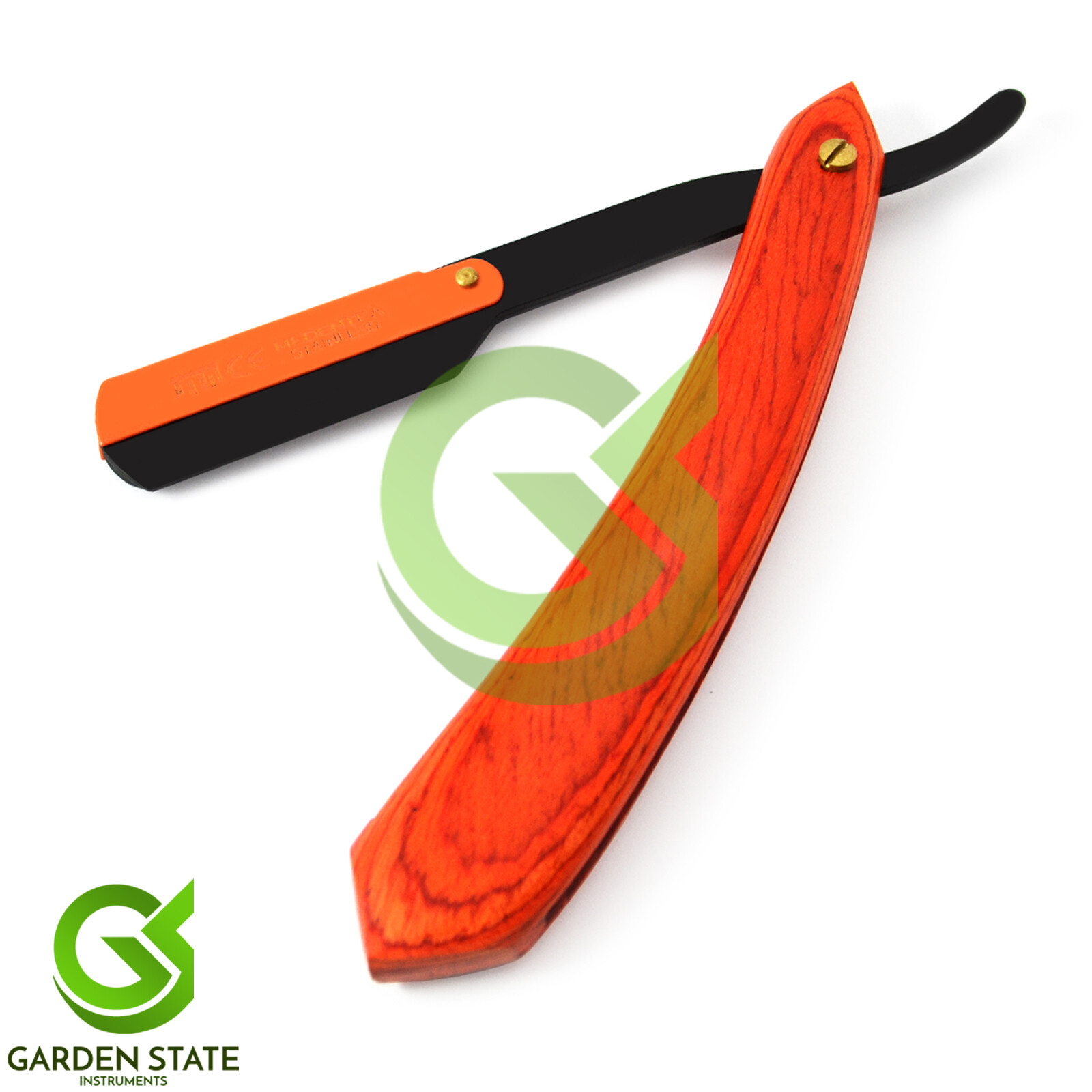 Barber Shaving Razor Straight Line Shaver Orange Wood Handle + Blades ...
