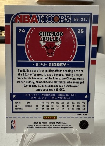 Josh Giddey 2024-25 Panini NBA Hoops HoLO Checkerboard Prizm SP #217 ...