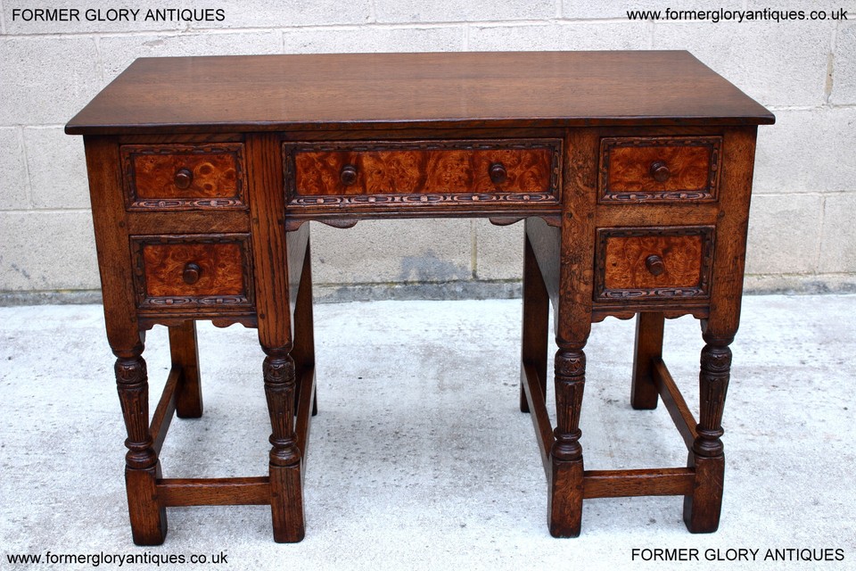 A TITCHMARSH AND GOODWIN STYLE OAK BURR WALNUT WRITING DESK TABLE ...