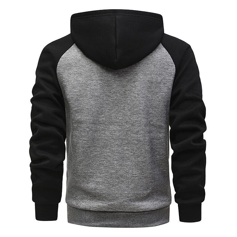 Sweatshirt Long Sleeve Winter Hooded Tops Coat Colorblock Zip Up Hoodie ...