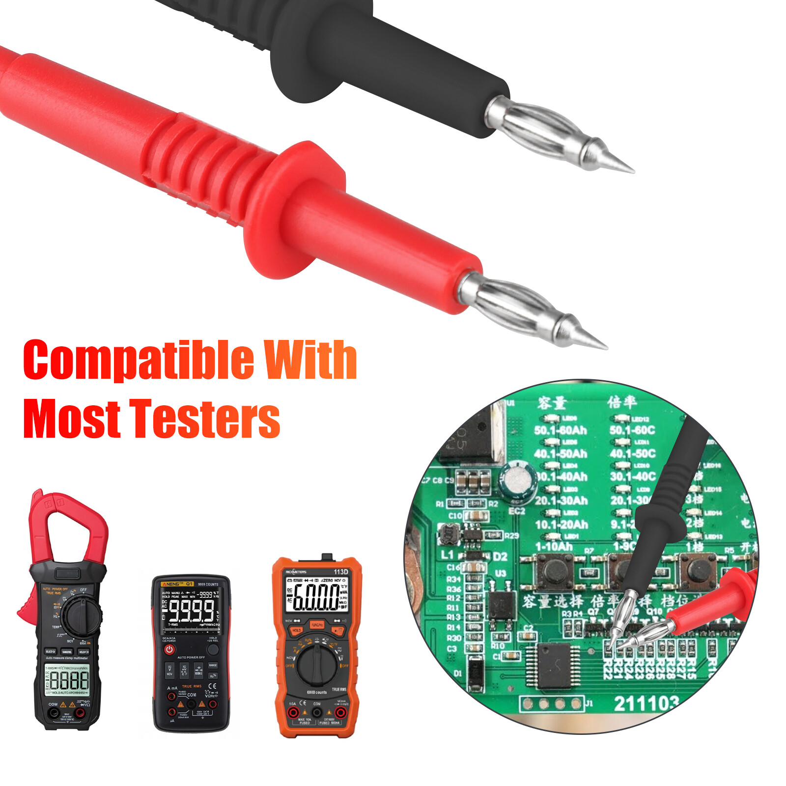 8in1 Multimeter Automotive Test Leads Kit 4mm Wire Piercing Clip Test ...