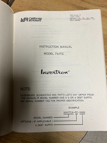 California Instruments - 751 TC Instructional Manual | eBay