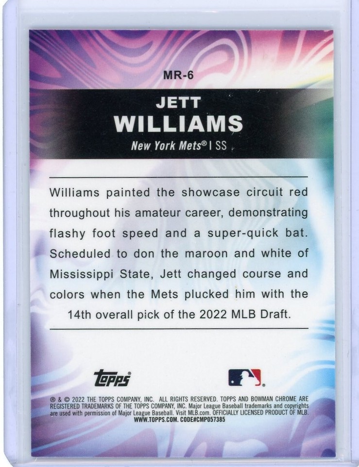 2022 Bowman Chrome Mood Ring MR-6 Jett Williams Mets Baseball Card | eBay