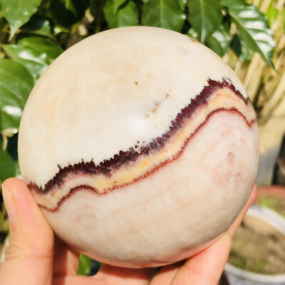 2.59LB Natural Red stripe pork stone Quartz Crystal Sphere Ball Healing ...