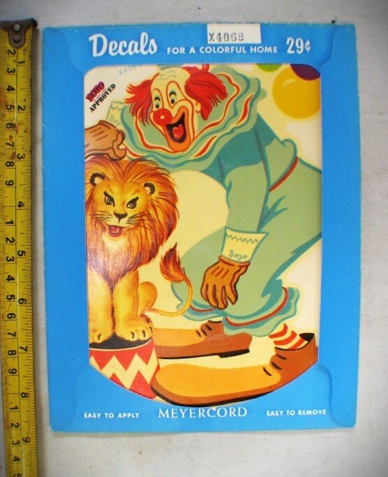 Vintage 1950's Bozo the Clown Decal Bozo with a Lion - Excellent in the ...