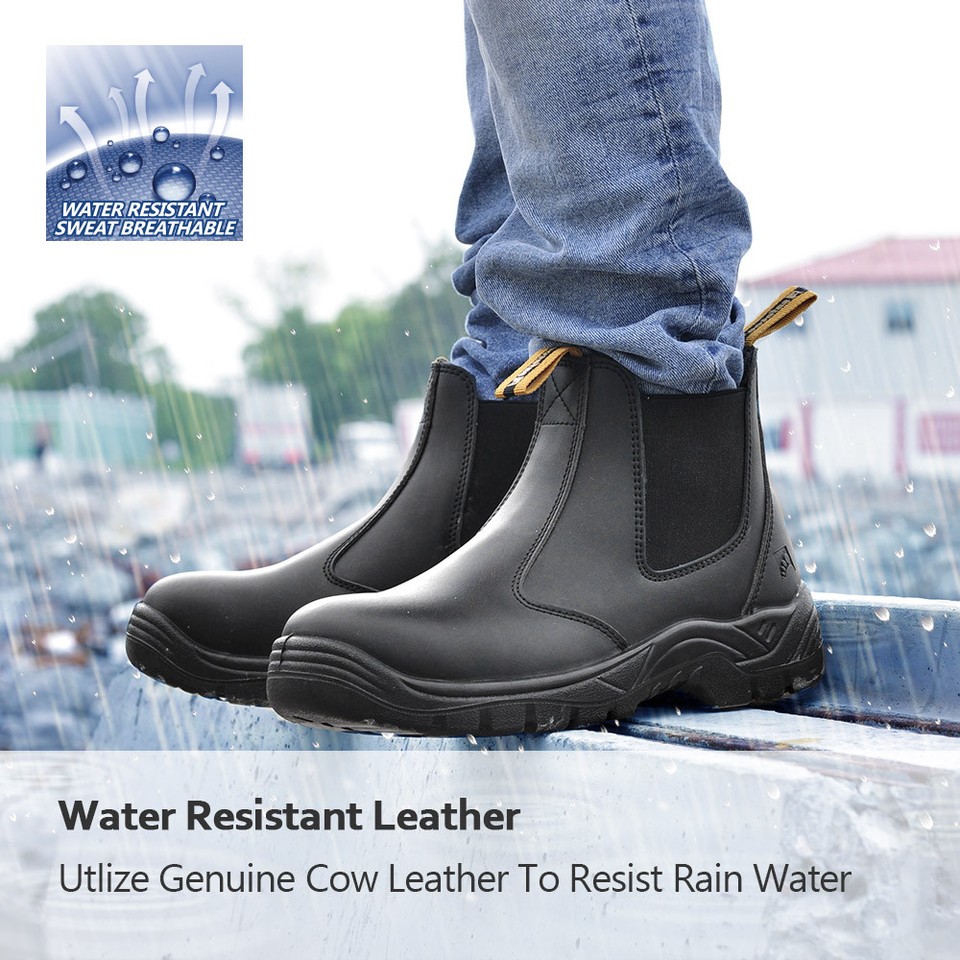 Safetoe Men Safety Shoes Steel Toe Work Boots Water Resistant Slip on ...