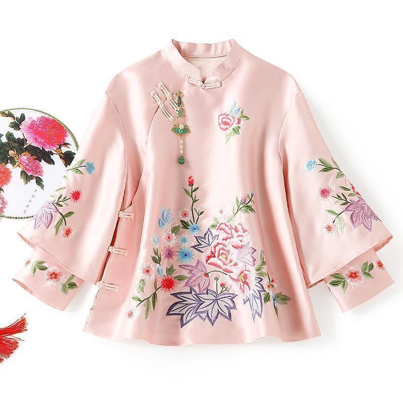 Women Chinese Tang Tops Traditional Embroidery Jacket Clothes Stand ...