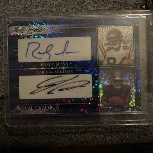 2023 Leaf - Multigraphics Dual-Blue Sparkles Randy Moss Jordan Addison ...