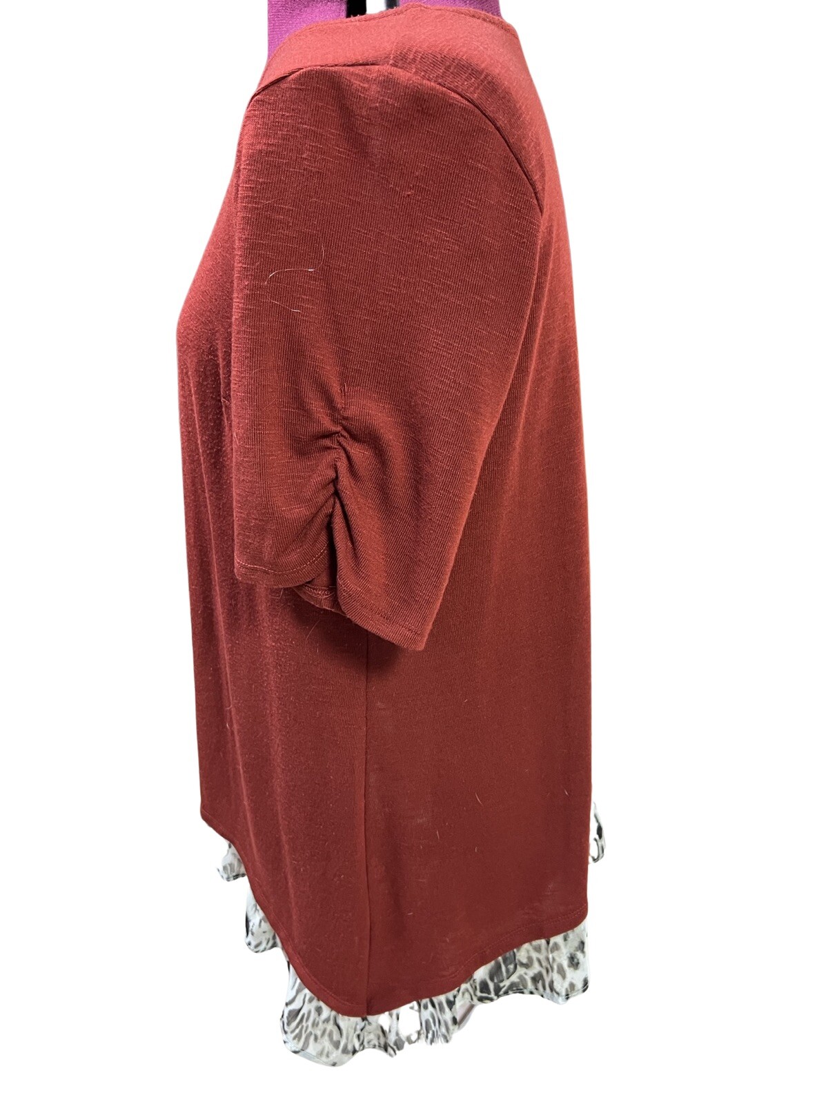 Alyx Women's Rust W Cheetah Trim 3/4 Sleeve Blouse Top Size 1X | eBay