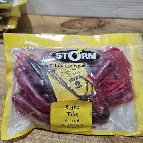 Vintage STORM Rattle Hot Craw Tube 5" Red Shad Color W/ Hooks 9ct Bass ...