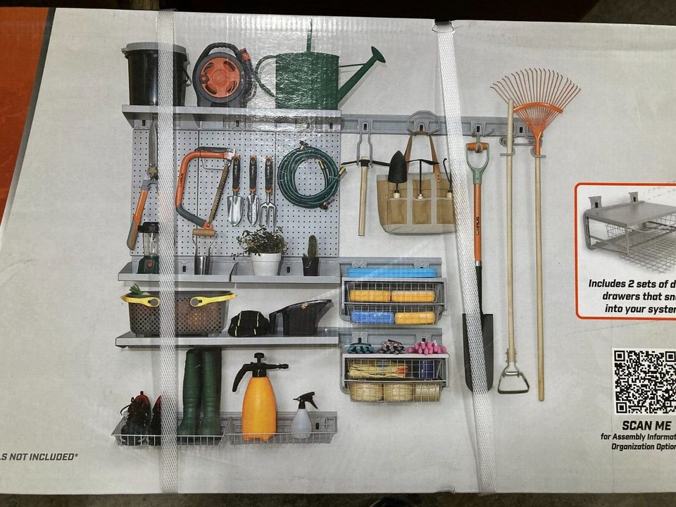 Haus Garage Organization Kit, 59 Piece Quick Release Snap Rail System ...