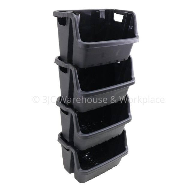 strata Heavy Duty Stackable Stacking Crate - Black for sale online | eBay