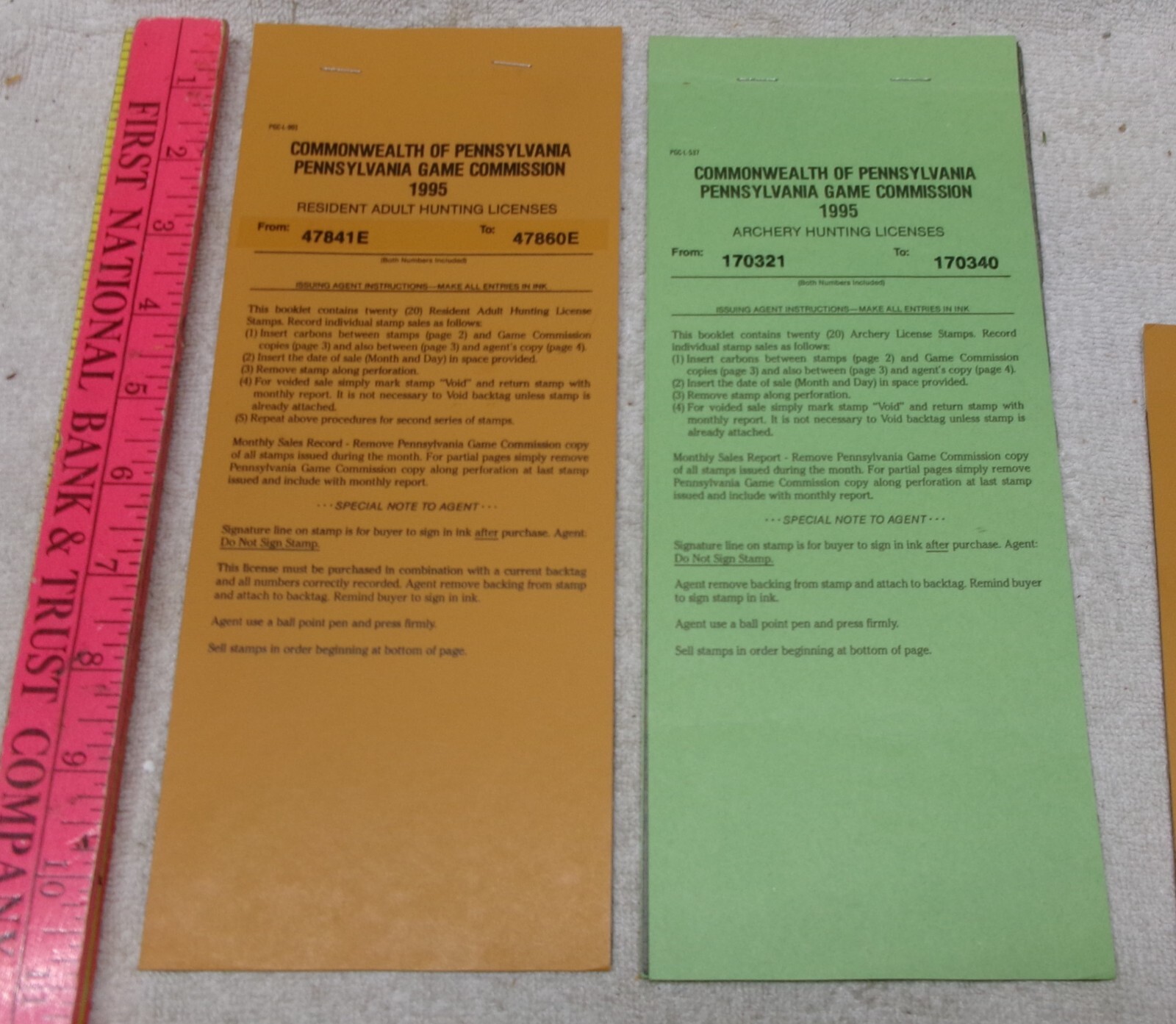 ** Vintage - 1995 - PA "Dealer" - Game Commission HUNTING LICENSE BOOKS ...