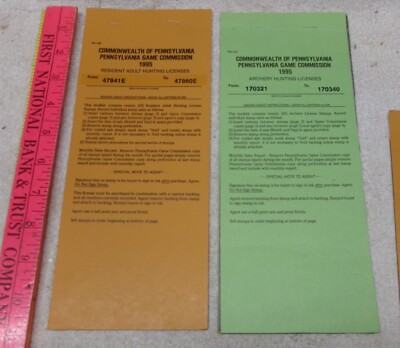 ** Vintage - 1995 - PA "Dealer" - Game Commission HUNTING LICENSE BOOKS ...