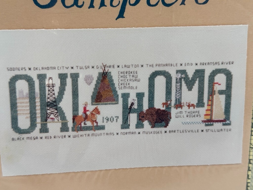 Oberlin Sampler Counted Cross Stitch Patterns State of TX OK MN Waldock ...