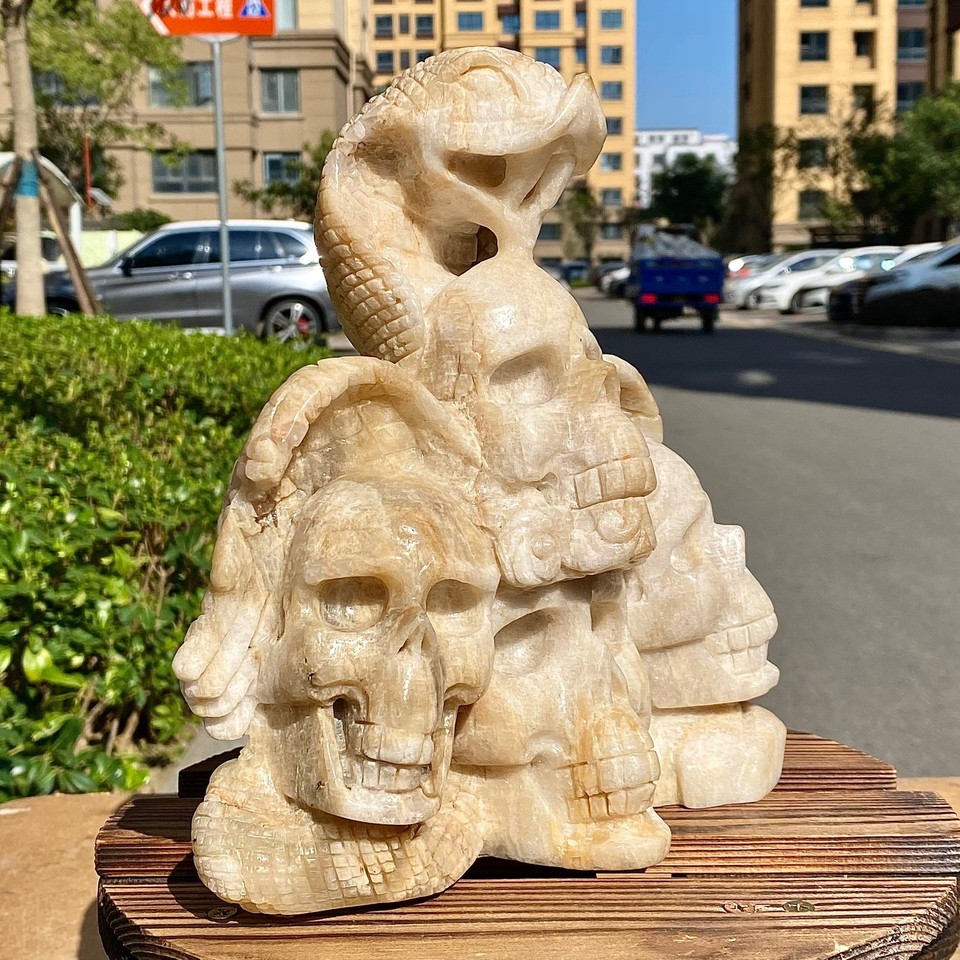 Natural skull quartz hand carved crystal skull healing - 8.7LB | eBay ...